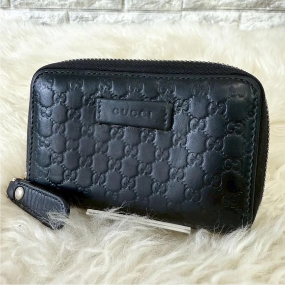 Gucci | Bags | Gucci Black Embossed Leather Zip Wallet | Poshmark